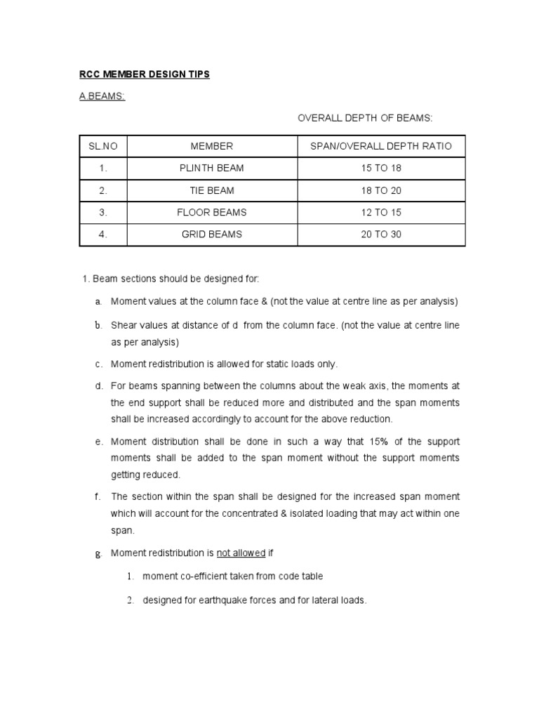 RCC Member Design Tips | PDF | Truss | Beam (Structure)