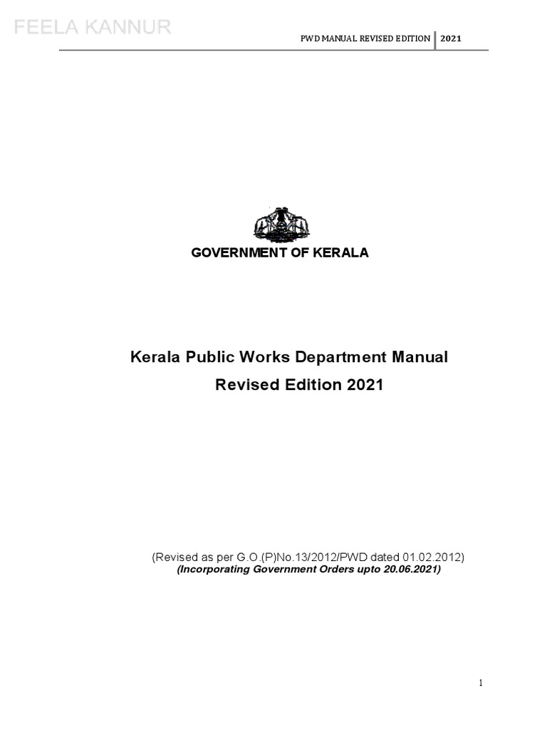 Kerala PWD Manual Revised Edition 2021_F | PDF