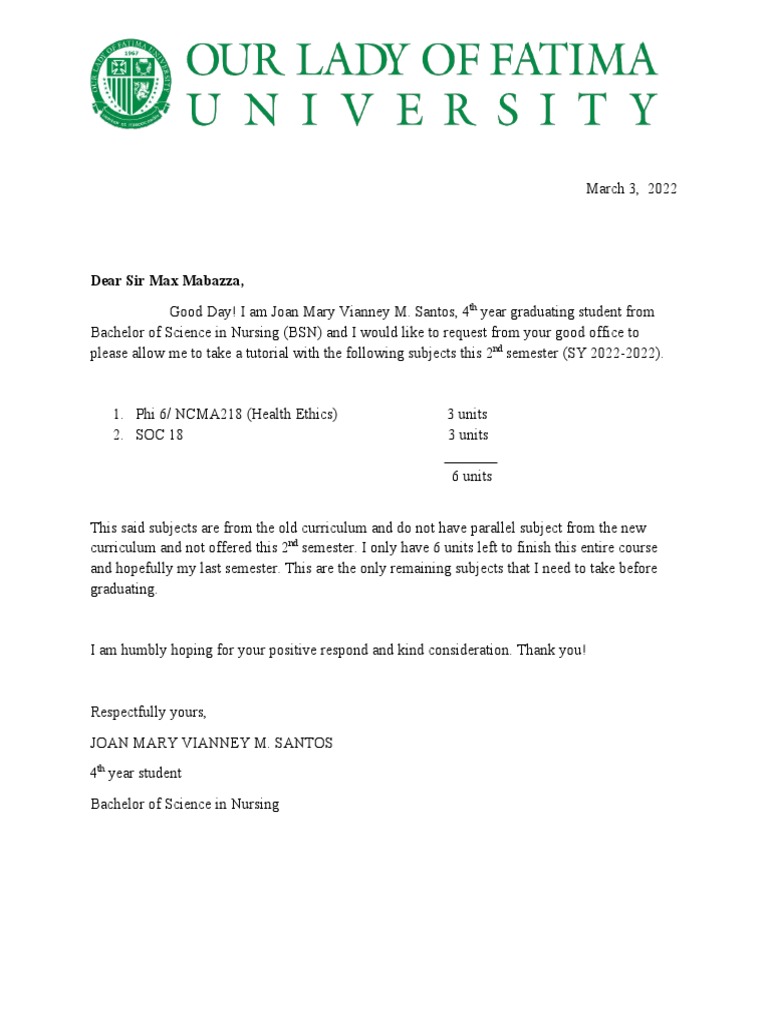 Letter For Tutorial J. SANTOS | PDF
