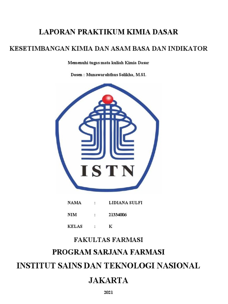 Laporan Praktikum Kimia Dasar Kesetimbangan Asam Basa Indikator | PDF