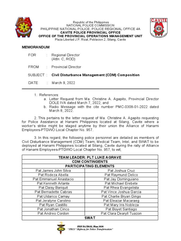 CDM Composition | PDF | Philippines | Law Enforcement
