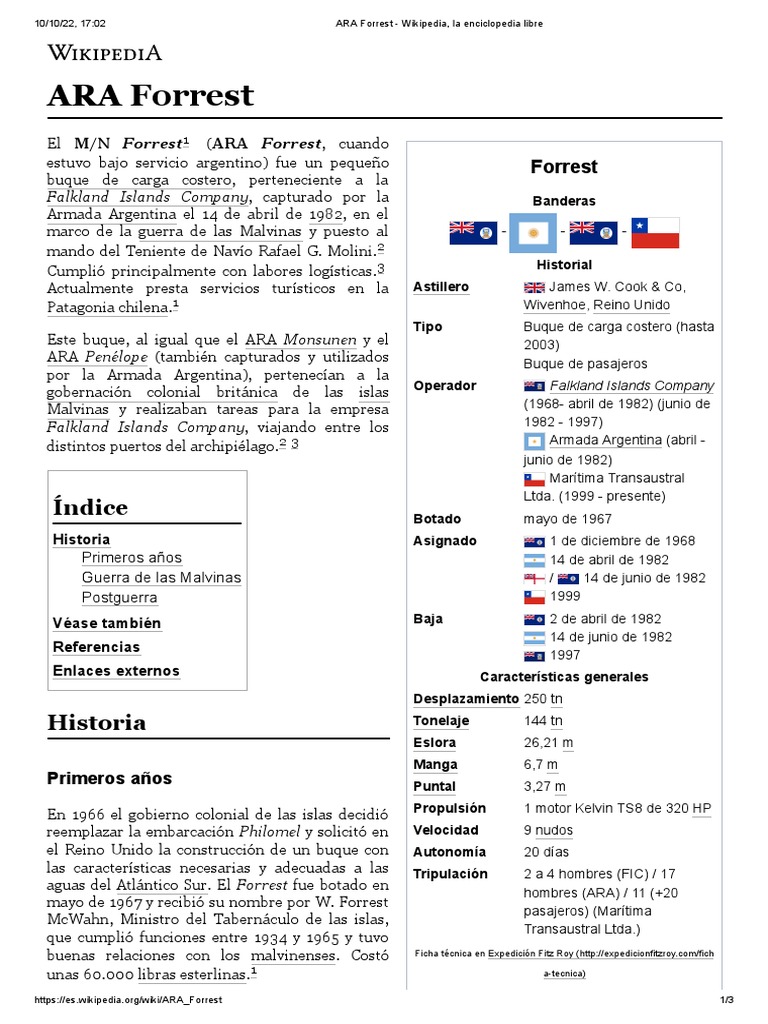 ARA Forrest - Wikipedia, La Enciclopedia Libre | PDF | Buques ...