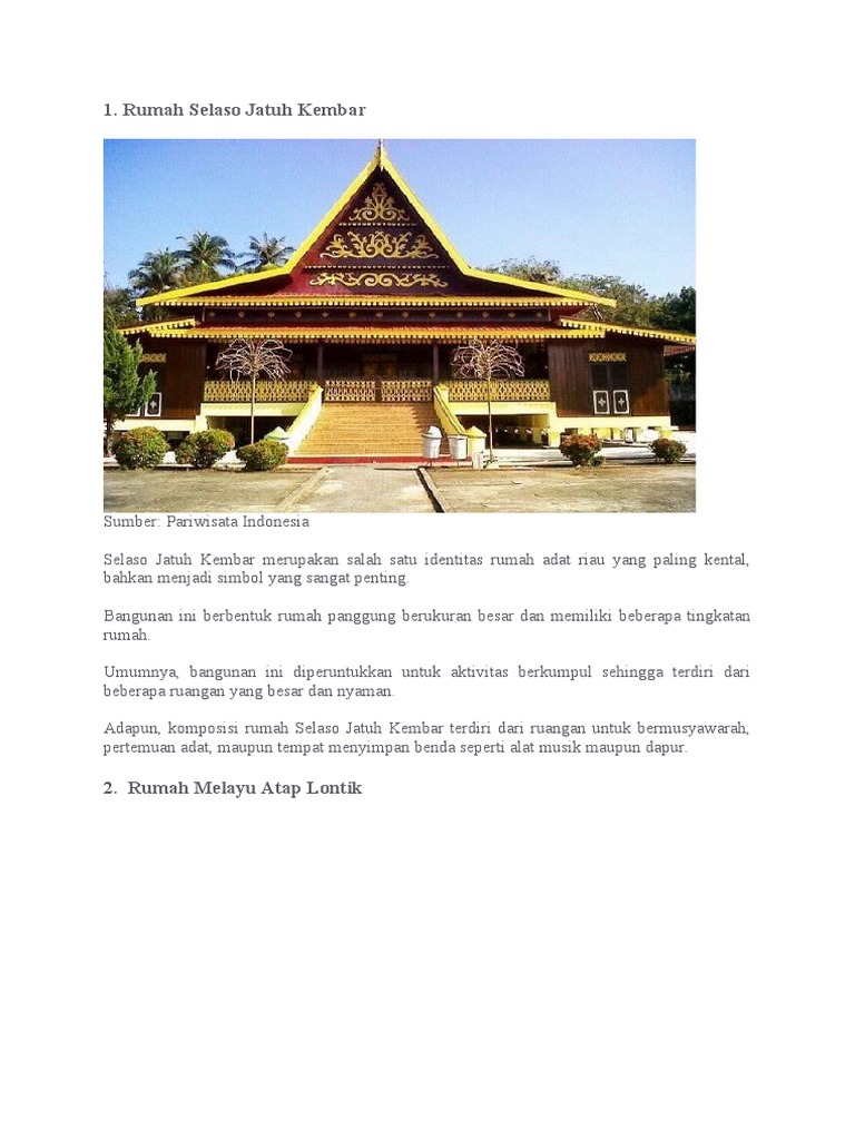 Rumah Adat RIAU | PDF | Seni