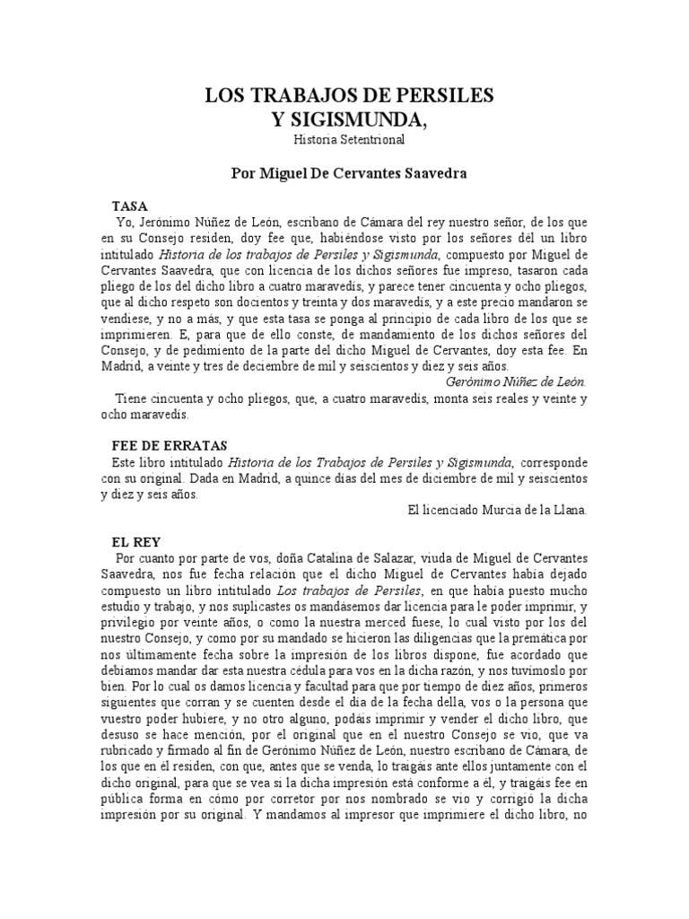 Persiles y Sigismunda | PDF | Miguel De Cervantes