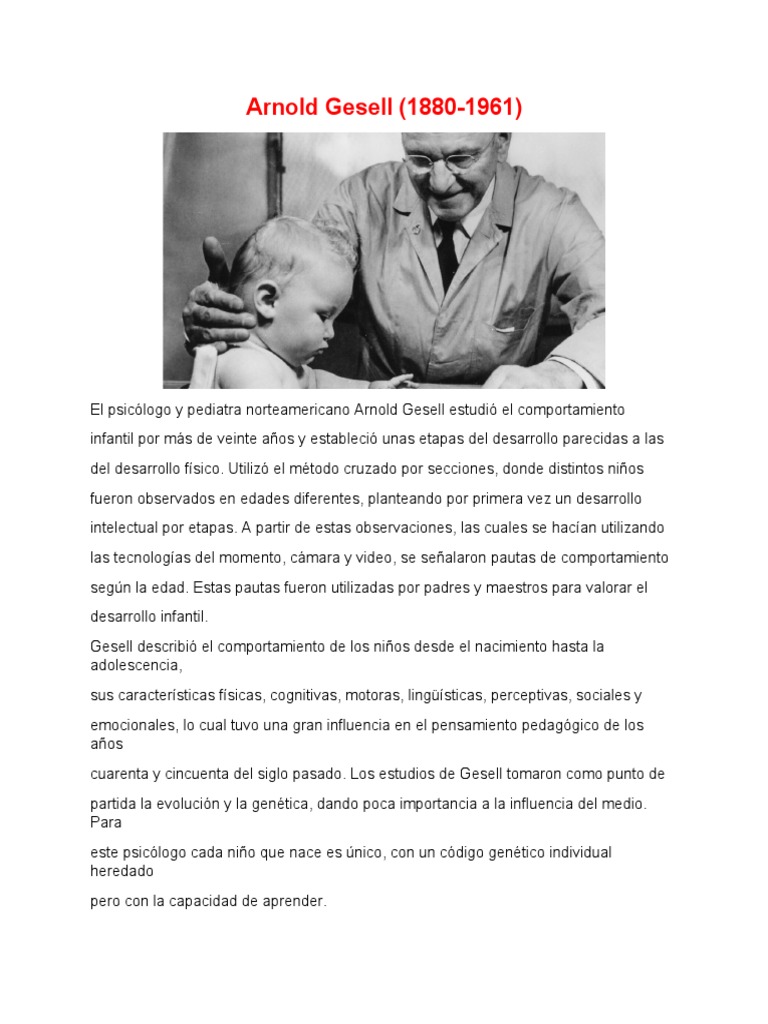 Teoría del desarrollo de Arnold Gesell | PDF | Sicología | Sigmund Freud