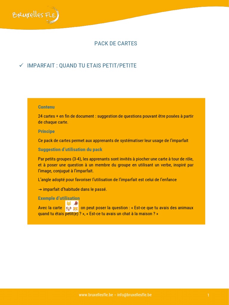 Pack de cartes pour pratiquer l'imparfait | PDF | Échecs | Théorie (échecs)