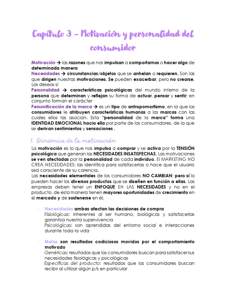 Resumen Cap. 3 CC PDF | PDF | Motivacional | Motivación