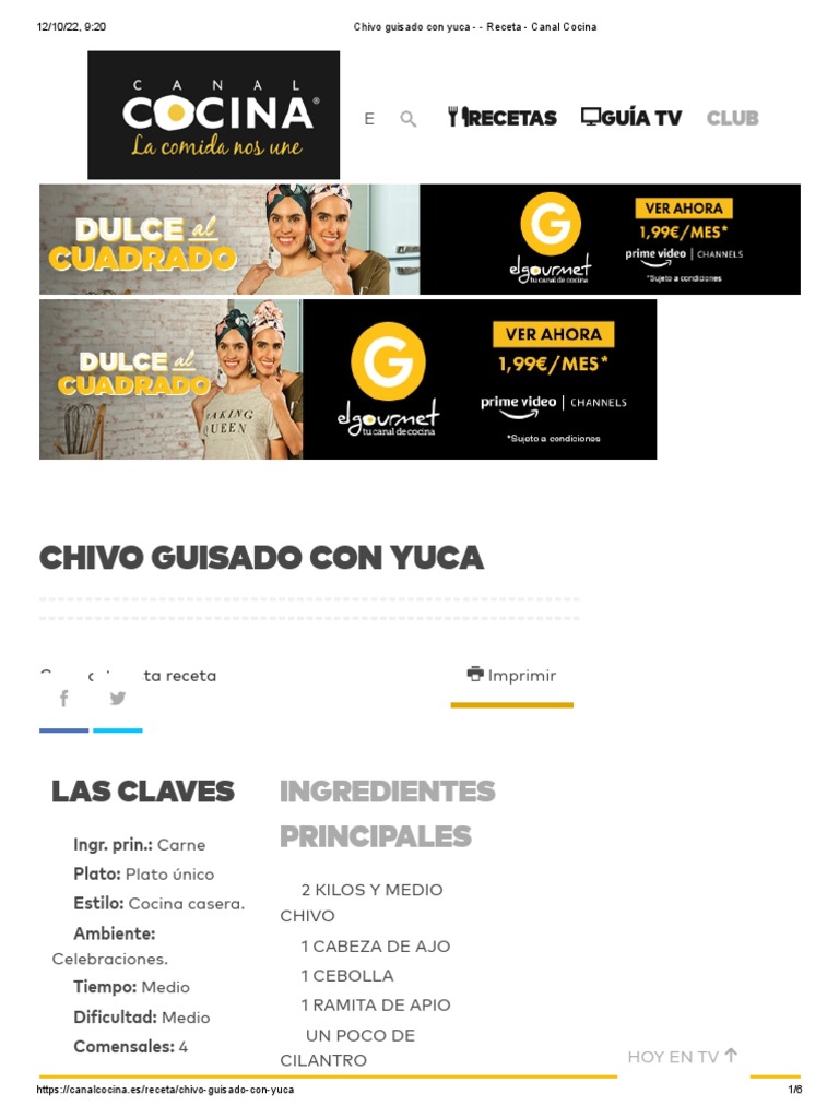 Chivo Guisado Con Yuca - Receta - Canal Cocina | PDF | Cilantro | Salsa ...