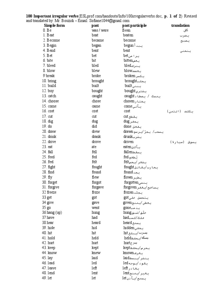 100 Irregularverbs | PDF