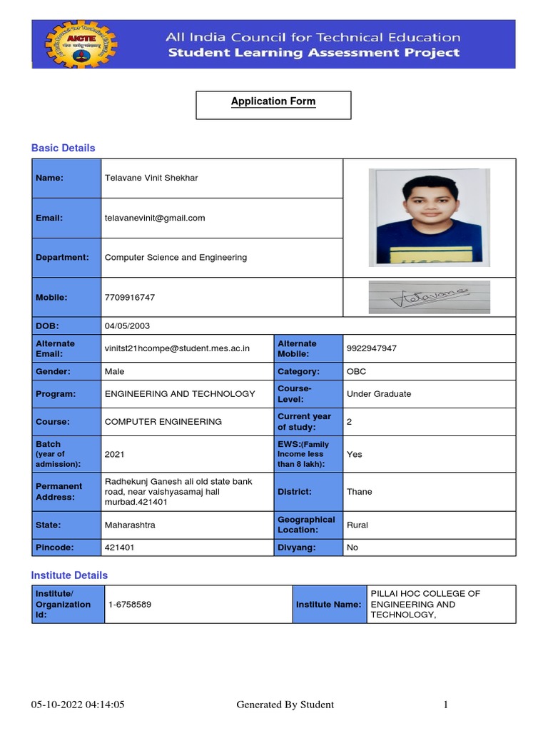 Student Form Print 1664966645 | PDF | Behavioural Sciences | Psychological Concepts