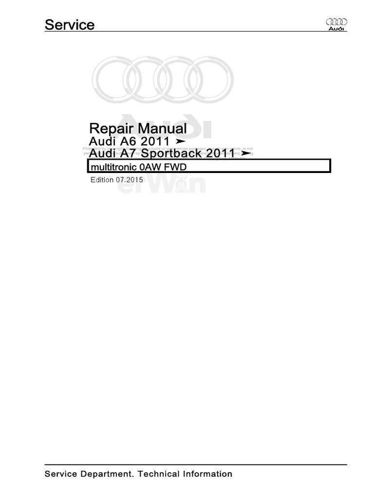 Repair Manual 0AW Audi A6 | PDF | Audi | Screw