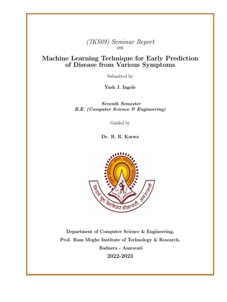 Latest Seminar Report Yash Ingole | PDF | Medical Diagnosis | Machine ... Latest Seminar Report Yash Ingole | PDF | Medical Diagnosis | Machine ...
