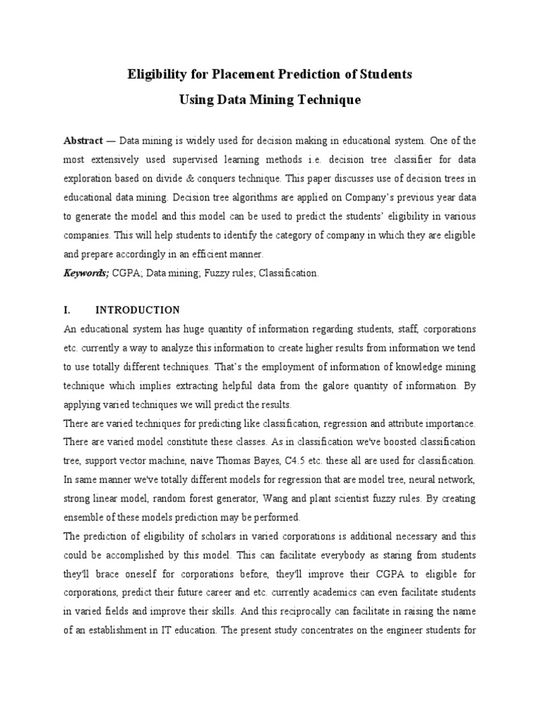 Synopsis New | PDF | Data Mining | Statistical Classification