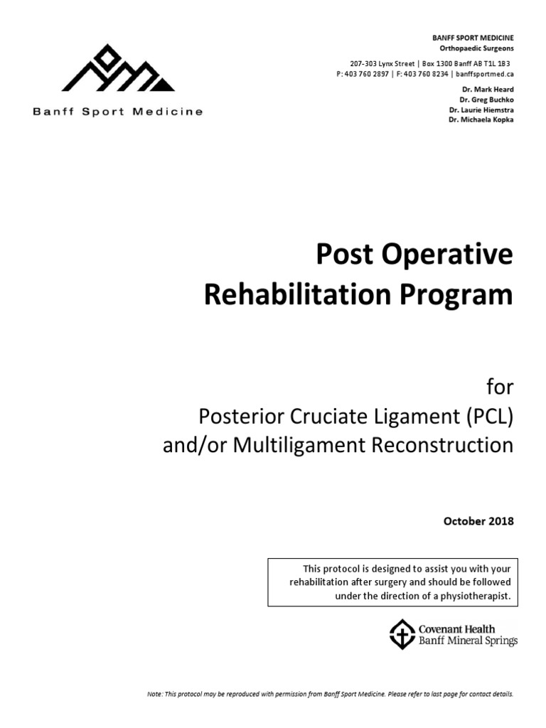 PCL Post Op Protocol Final October 2018 | PDF
