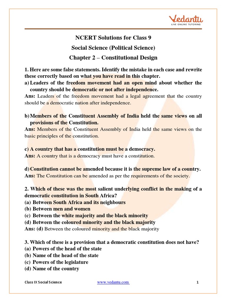 Class 9 Social Science Democratic Politics-I Chapter 2 - Constitutional ...