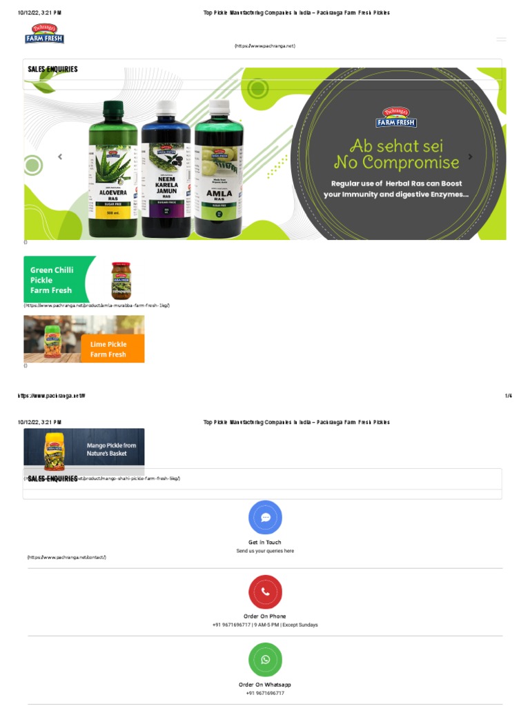 Top Pickle Manufacturing Companies in India - Pachranga Farm Fresh Pickles | Download Free PDF ...
