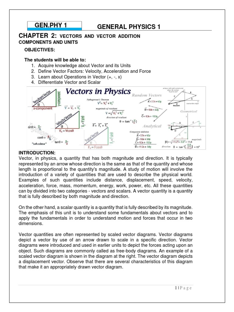 Vectors Pdf Euclidean Vector Velocity