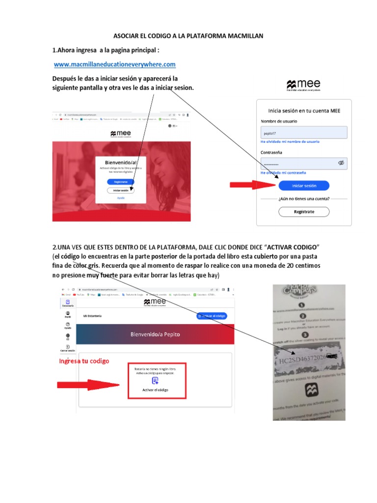 Asociar El Codigo A La Plataforma Macmillan | PDF