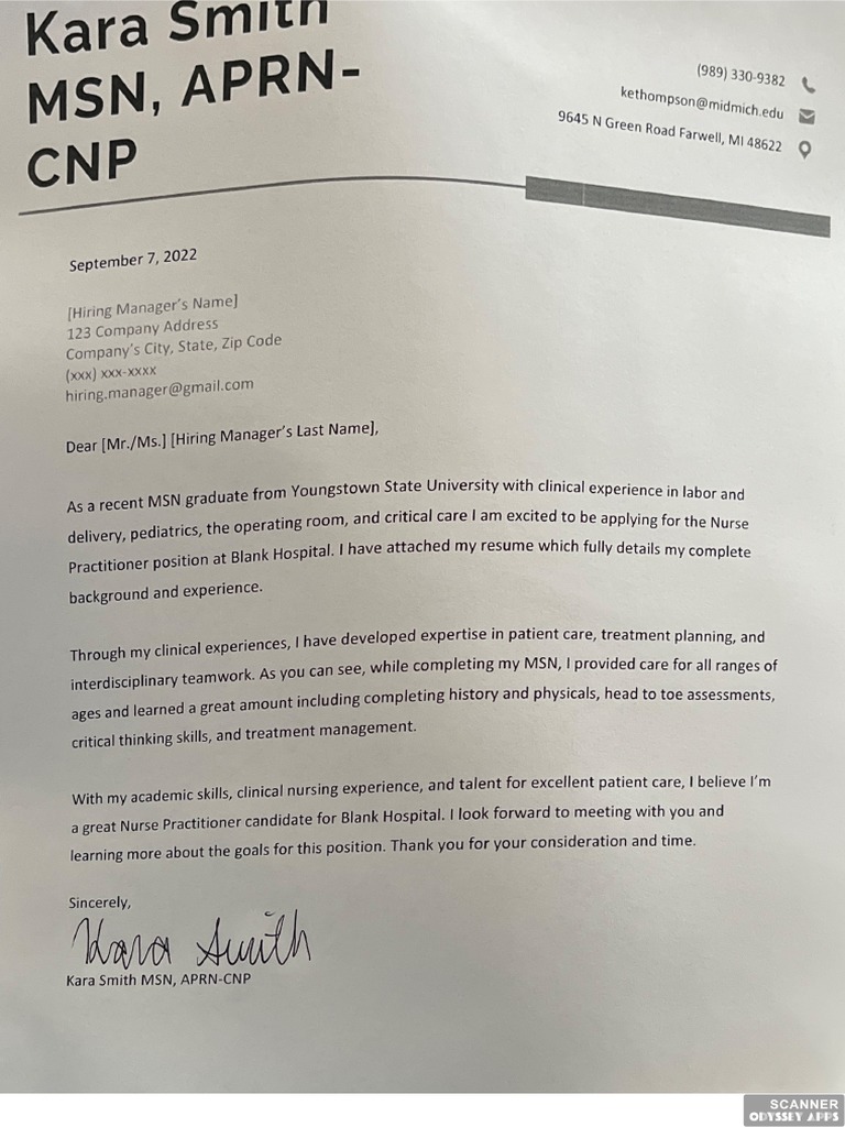 Cover Letter FNP | PDF