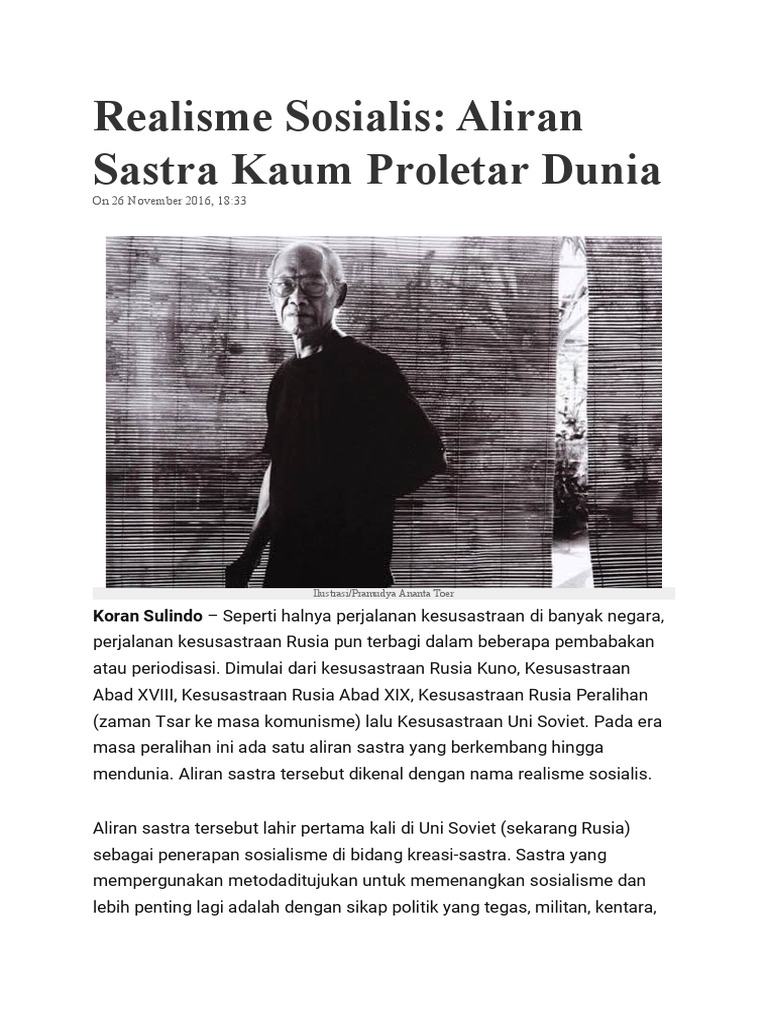 Realisme Sosialis, Aliran Sastra Kaum Proletar Dunia | PDF | Klasik