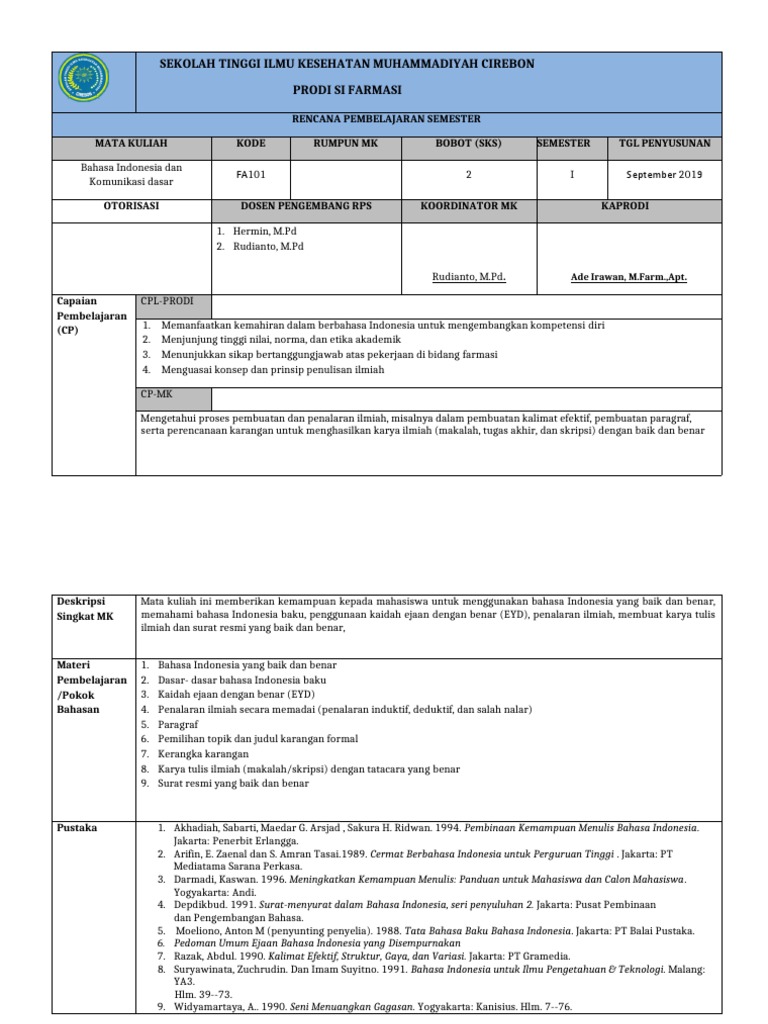 RPS BAHASA INDONESIA | PDF