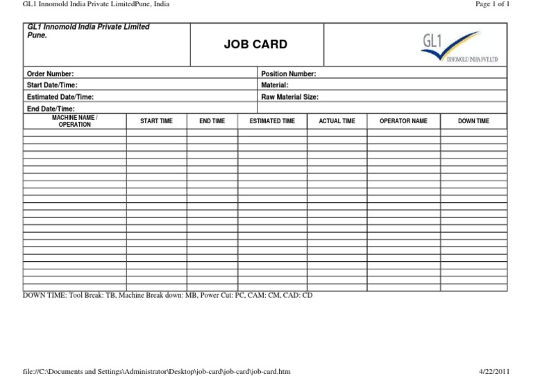 Job Card | PDF
