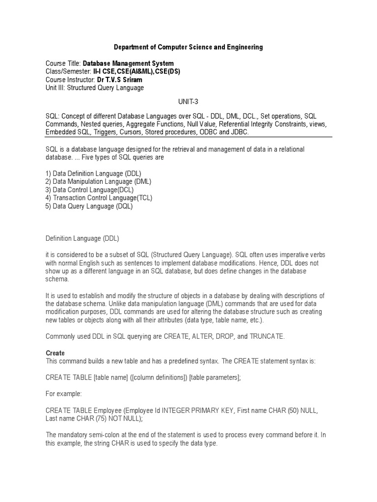 DBMS Unit-3 Notes | PDF | Computers