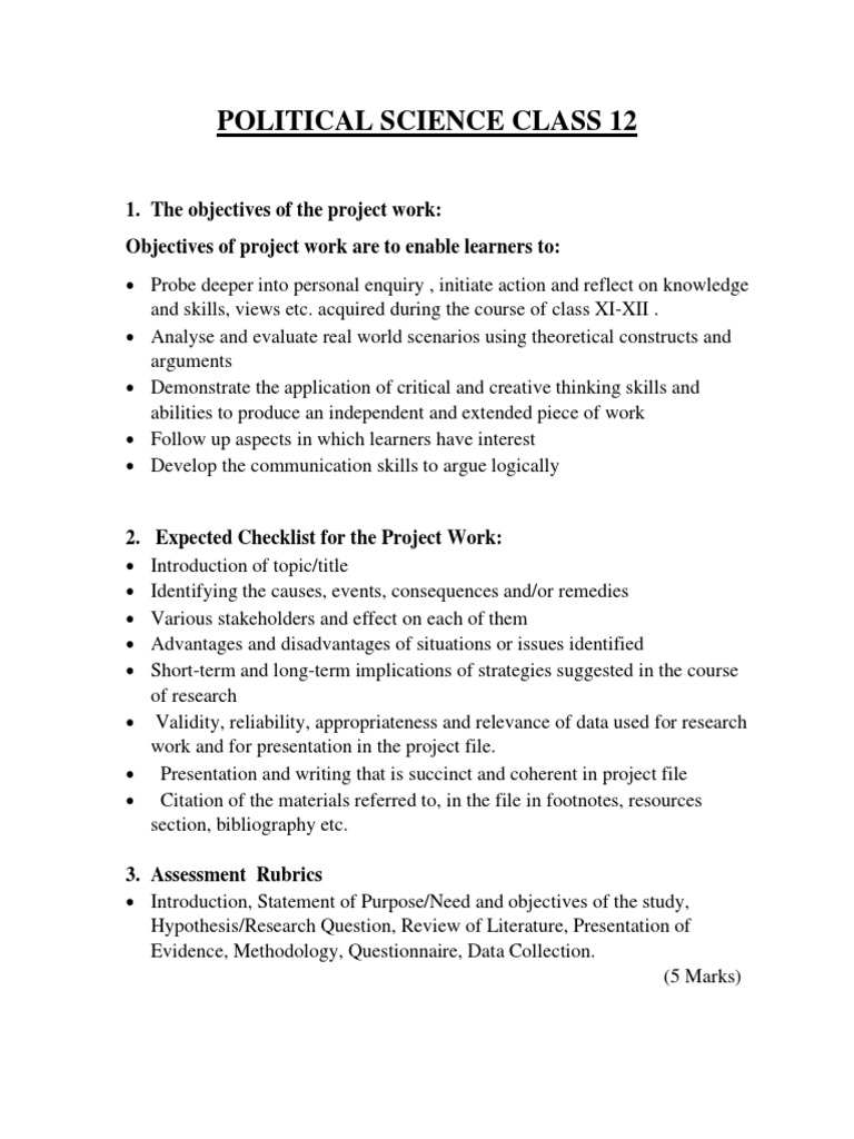 Class 12 Political Science Project Guide | PDF | Cognition | Science