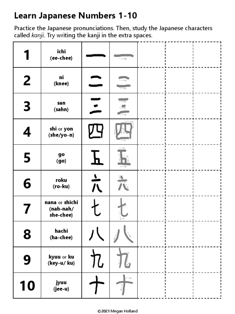 Learn Japanese Numbers 1-10 | PDF | Language Arts & Discipline