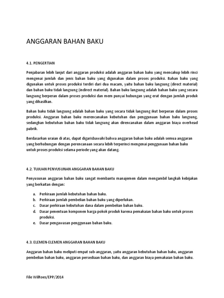 Anggaran Bahan Baku | PDF