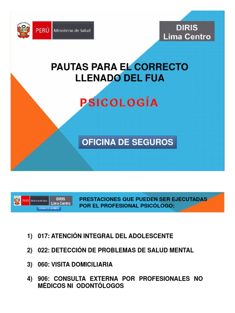 Pautas para Llenado del FUA | PDF | Ciencias del comportamiento | Salud pública