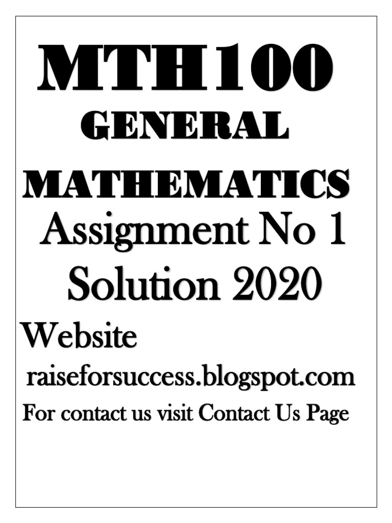 MTH100 Solution Assignment No 1 | PDF | Career & Growth | Finance ...