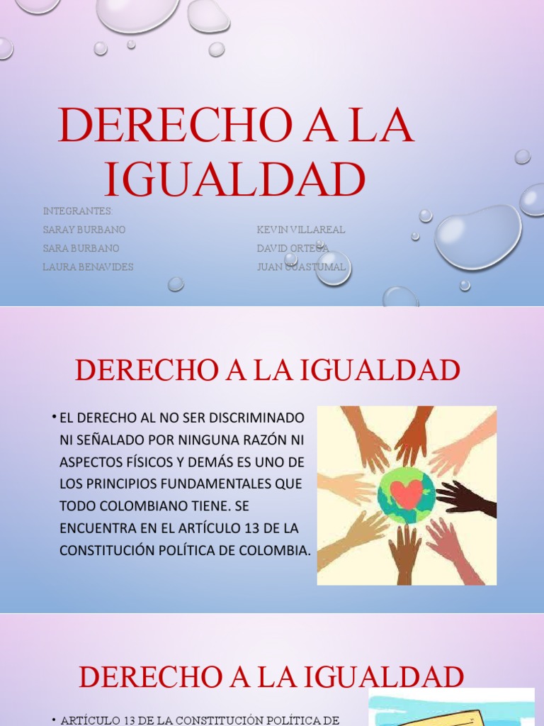 Derecho A La Igualdad | PDF | Igualitarismo | Discriminación