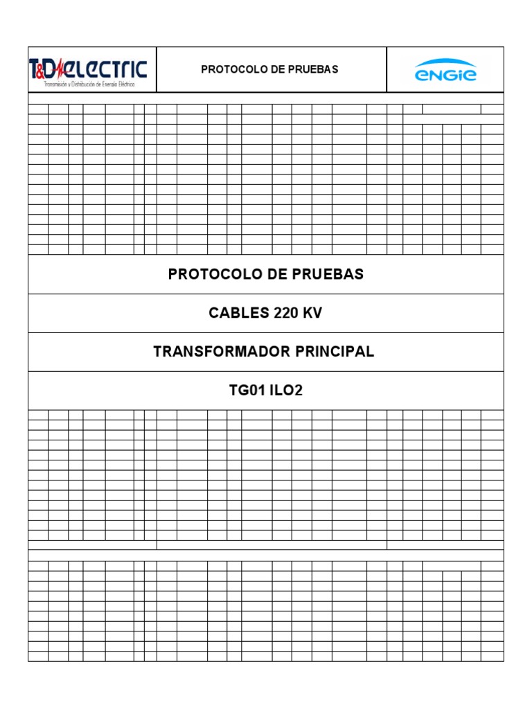 F-SER-31 PROTOCOLOS DE PRUEBAS ELÉCTRICAS A CABLE DE 220 KV | PDF | Transformador | Bienes ...