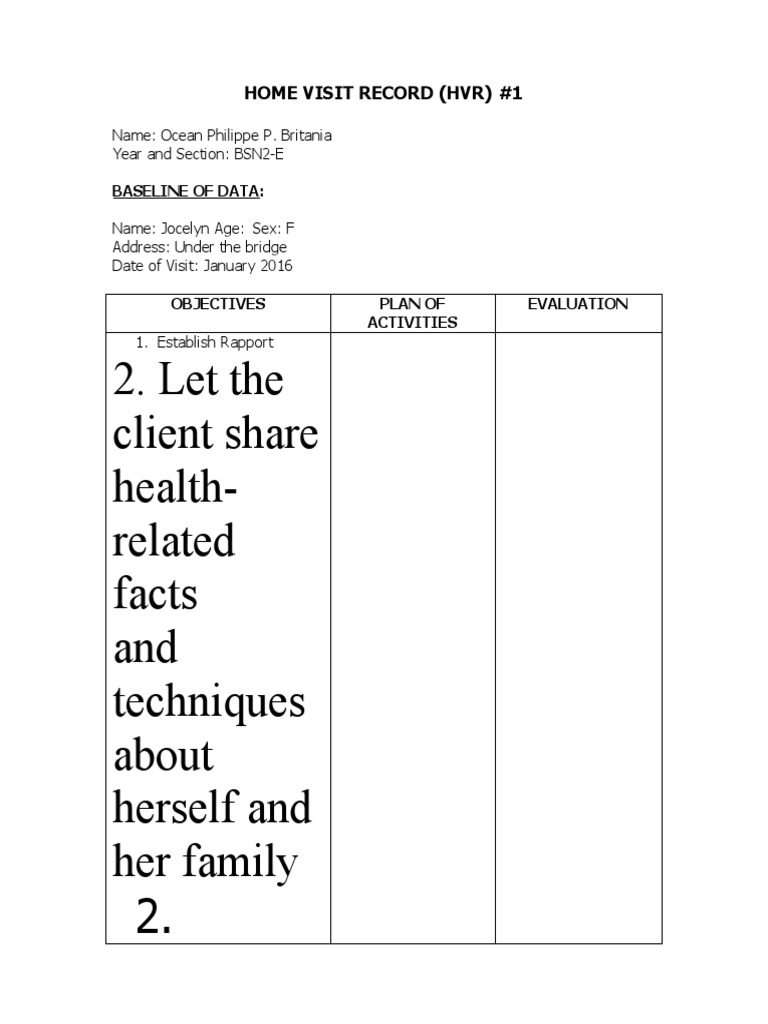 Home Visit Record Form-1 | PDF