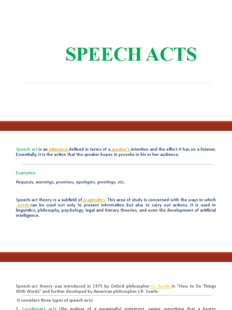 Speech Acts | PDF | Linguistics | Human Communication