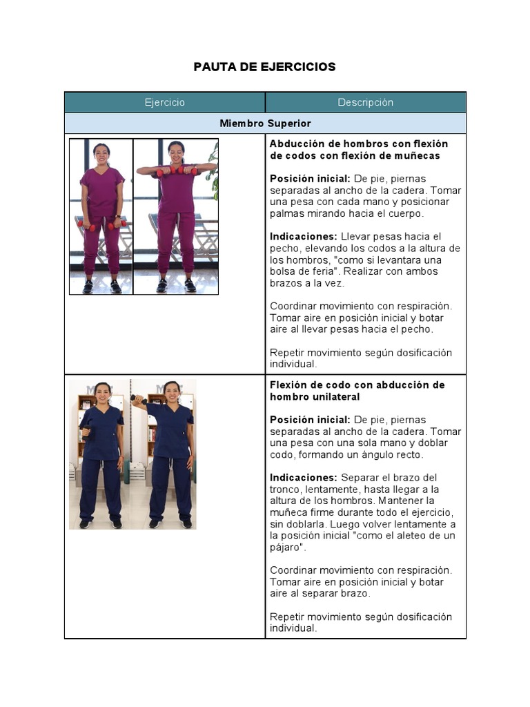 Pauta de Ejercicios | PDF | Codo | Sistema musculoesquelético