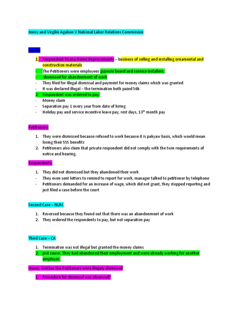 Agabon V National Labor Relations Commission | PDF | Employment | Justice