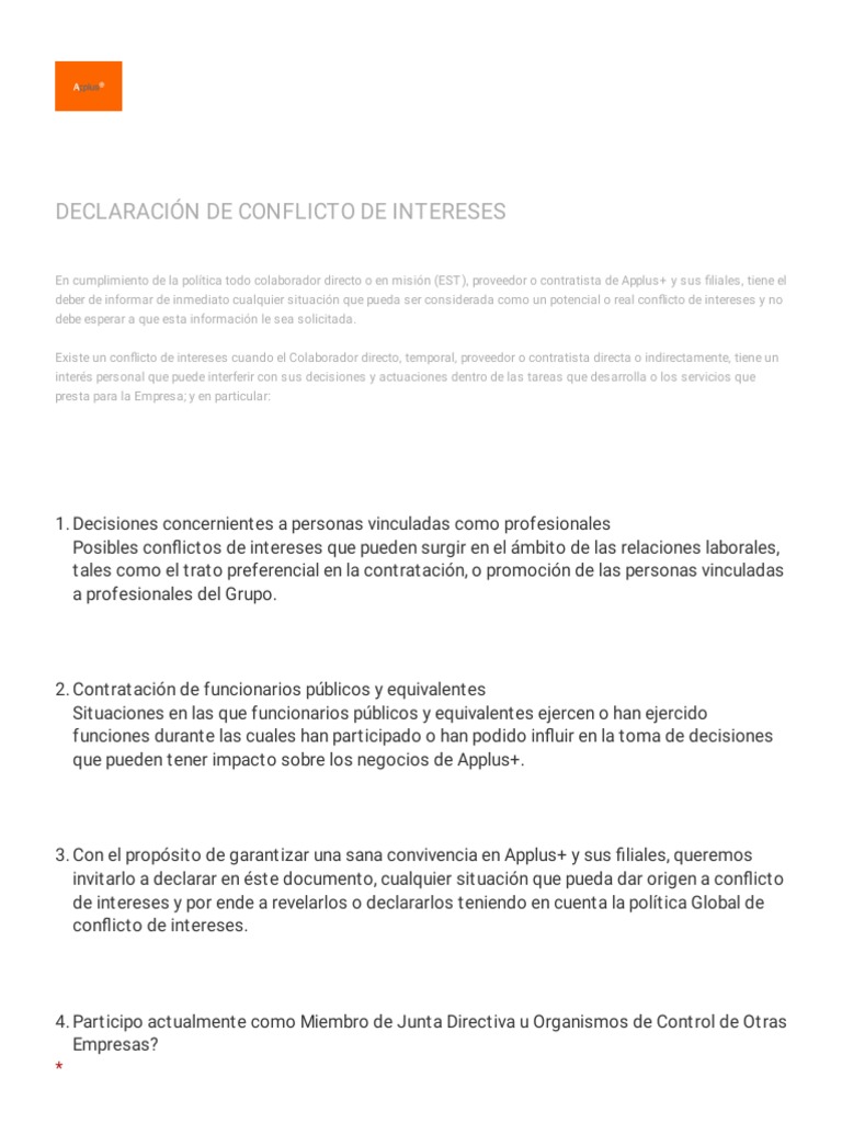 Declaración de Conflicto de Intereses | PDF | Privacidad | Microsoft