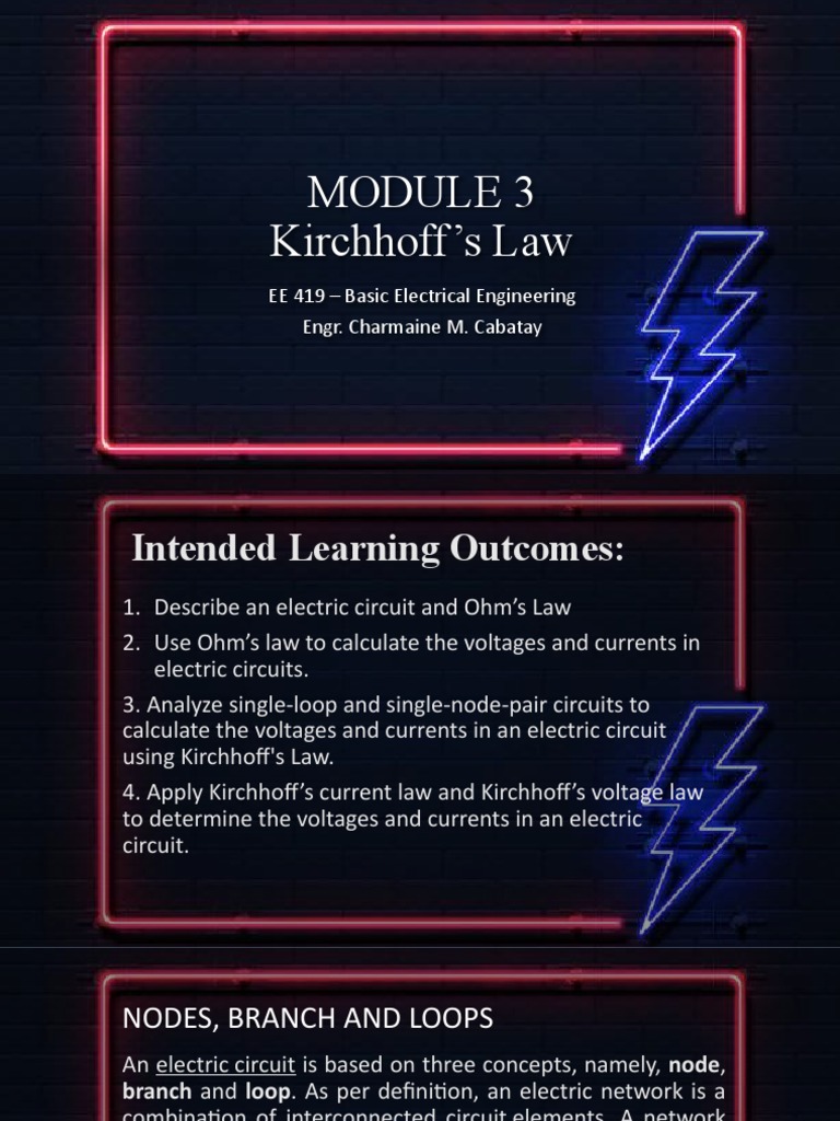 BEE-Module-3 Kirchhoff's Law | PDF | Voltage | Electrical Network