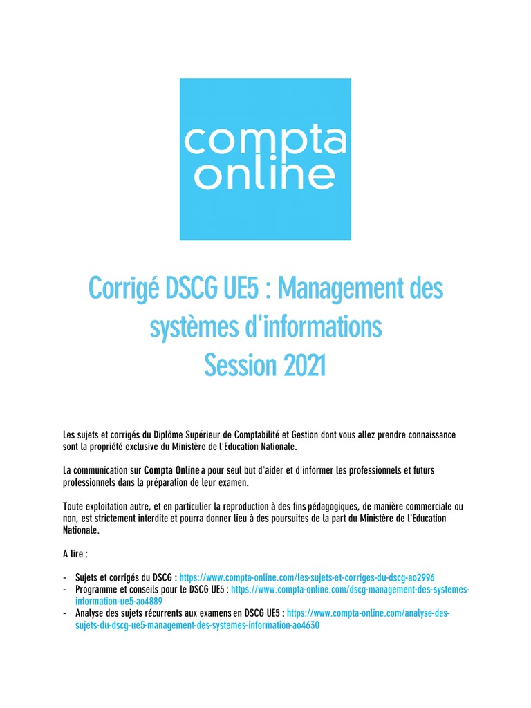 Dscg-2021-Corrige SI | PDF