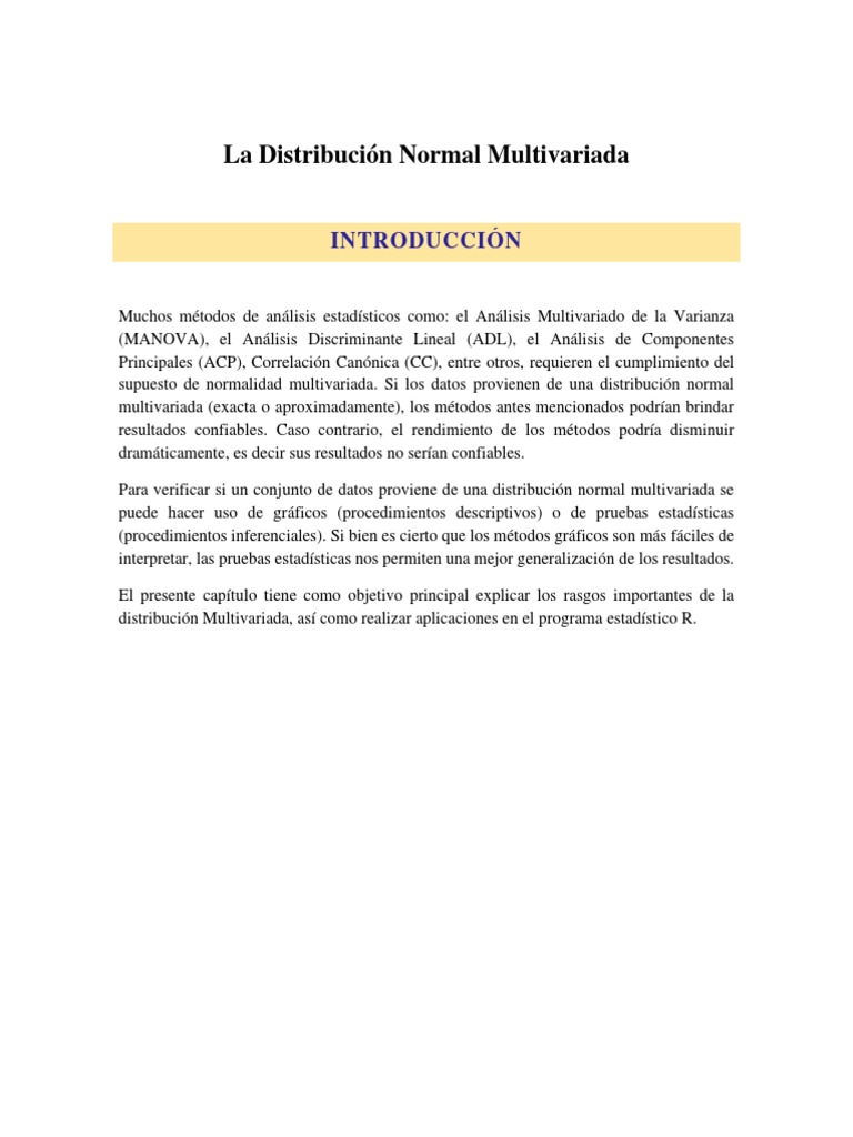 Distribución Normal Multivariada | PDF | Distribución normal | Media
