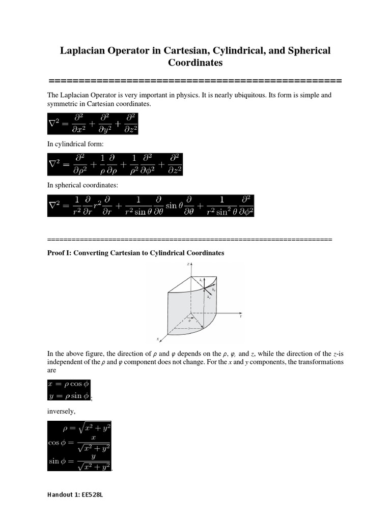 Handout1 - Laplacian Operator | PDF | Coordinate System | Derivative