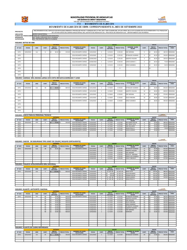 Mov Almacen Setiembre Final Final | PDF