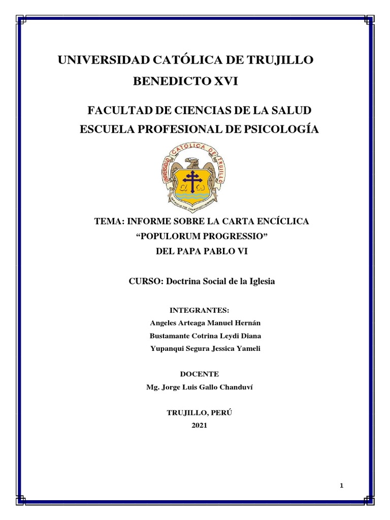 Carta Encíclica Populorum Progressio Pablo Vi | PDF | Pobreza | Pobreza ...