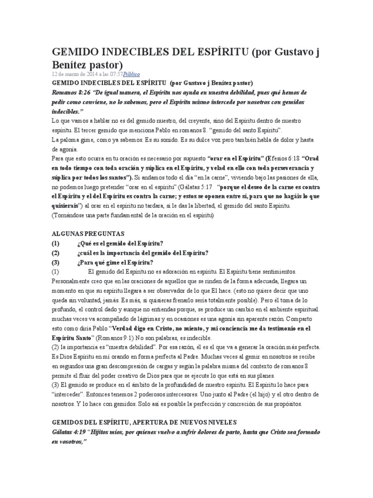 Gemido Indecibles Del Espíritu | PDF | Oración | Cristo (título)