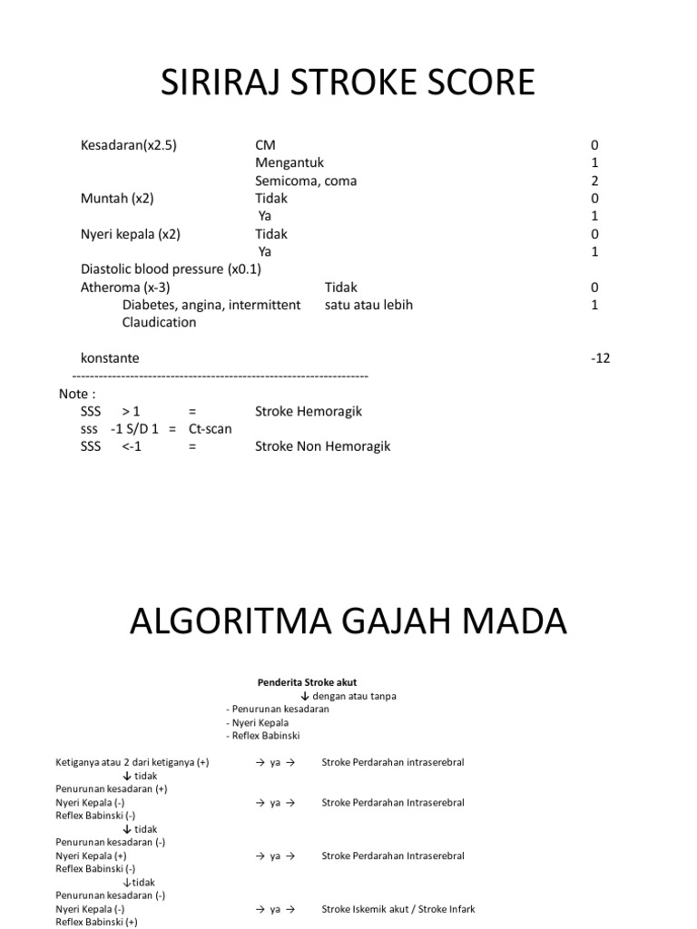Siriraj Stroke Score | PDF