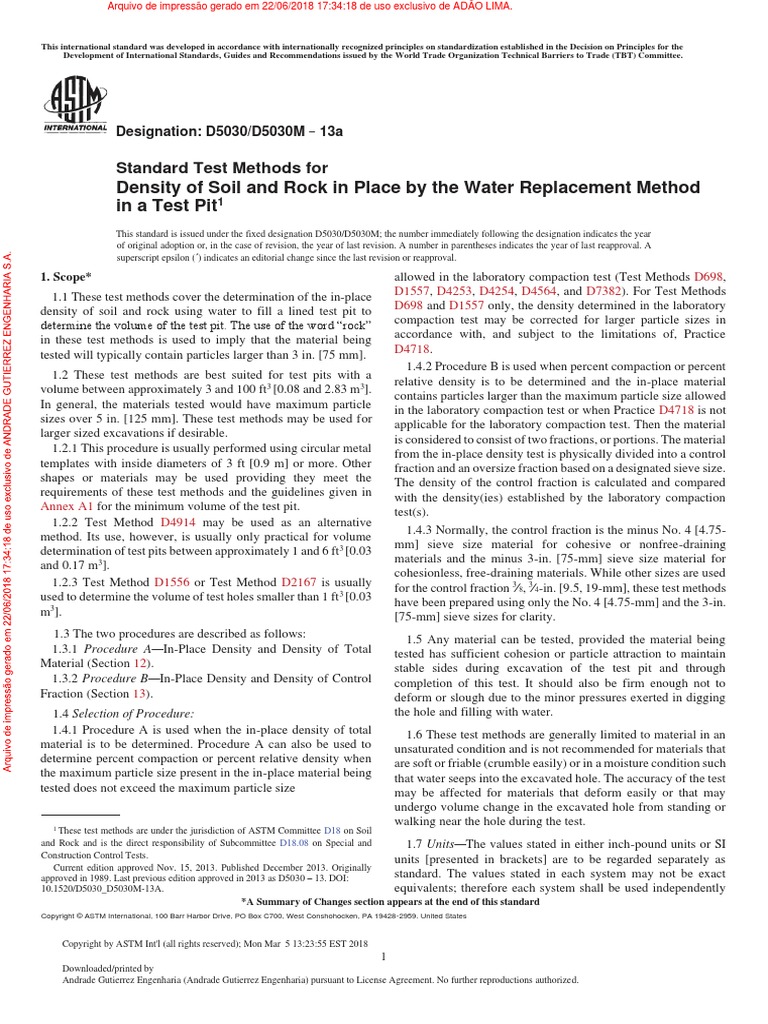 Astm D5030 - D5030M-13 | PDF