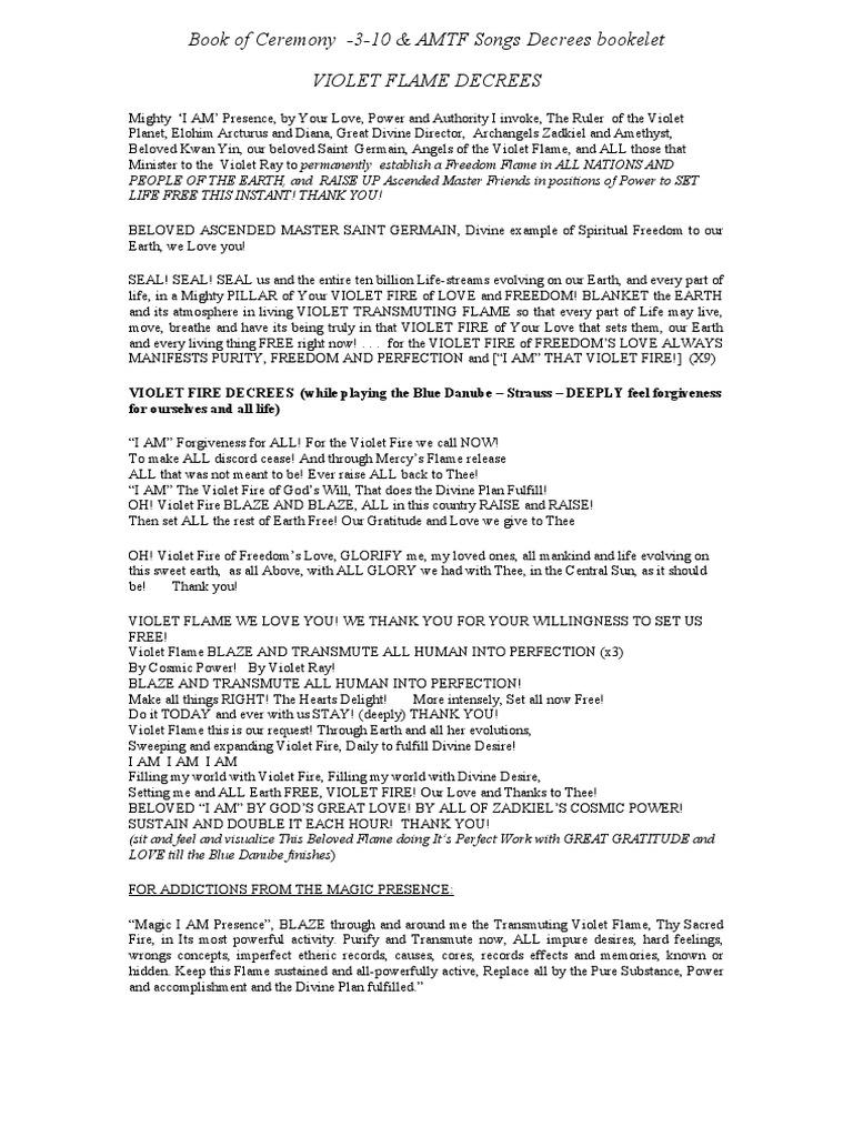 Violet Flame Decrees & Invocations | PDF | Ascended Master | Theology