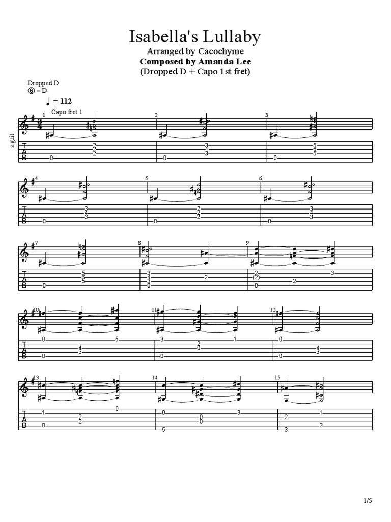 Isabella's Lullaby (Guitar) | PDF | Elements Of Music | Music Theory